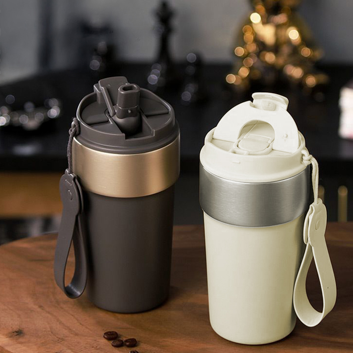 Customised 500ml Onyx Strap Flask With Logo Print Singapore