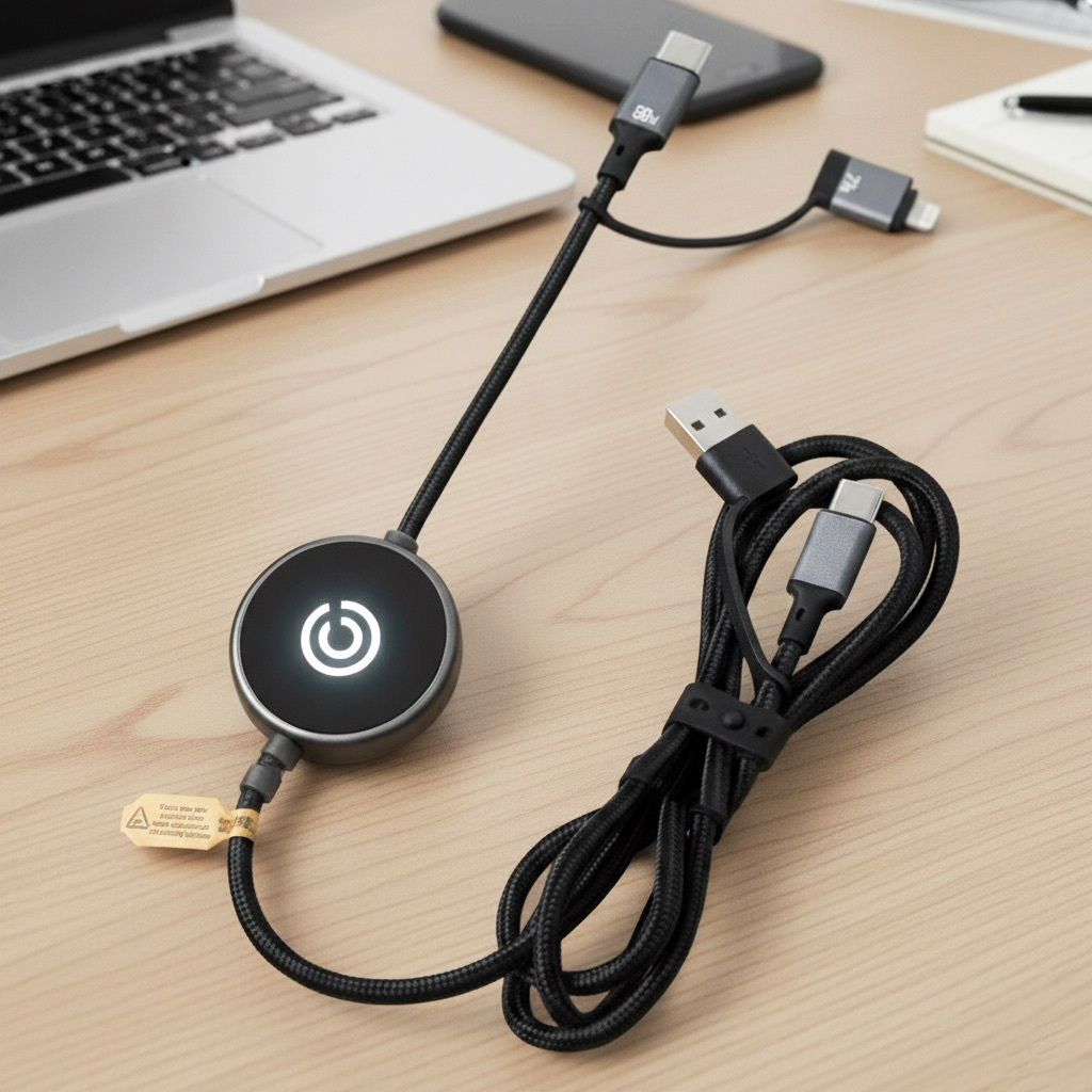 Customised 60W 4-in-1 Switch LED Light Fast Charging Cable With Logo ...