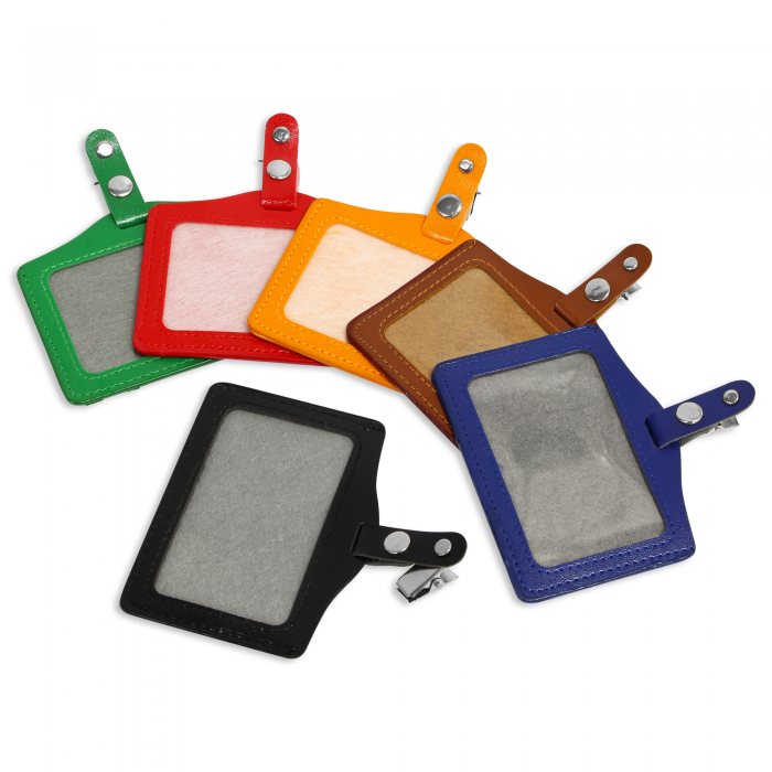 Customised PU Leather Landscape ID Card Holder With Logo Print Singapore