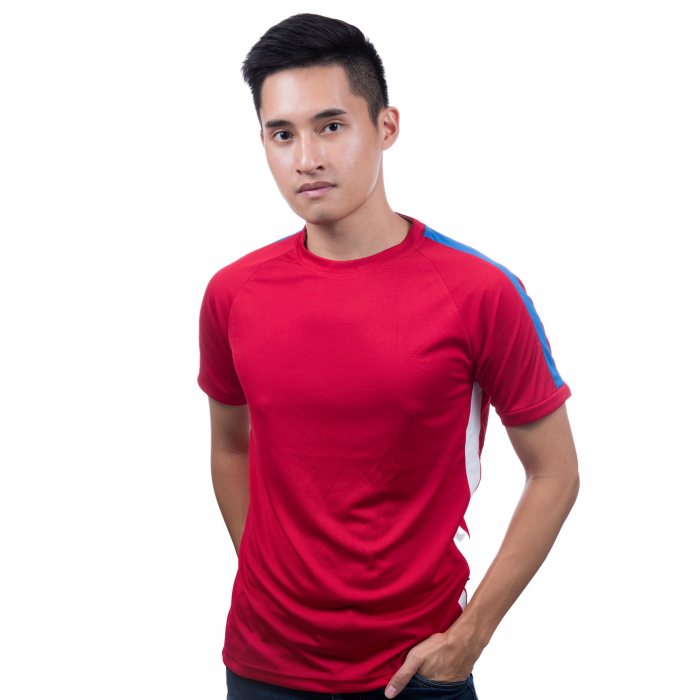 Customised Dri-Fit Striped Round Neck T Shirt With Logo Print Singapore