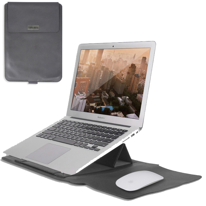 Customised 14 Inch All-in-One Leather Laptop Sleeve (with Stand and ...