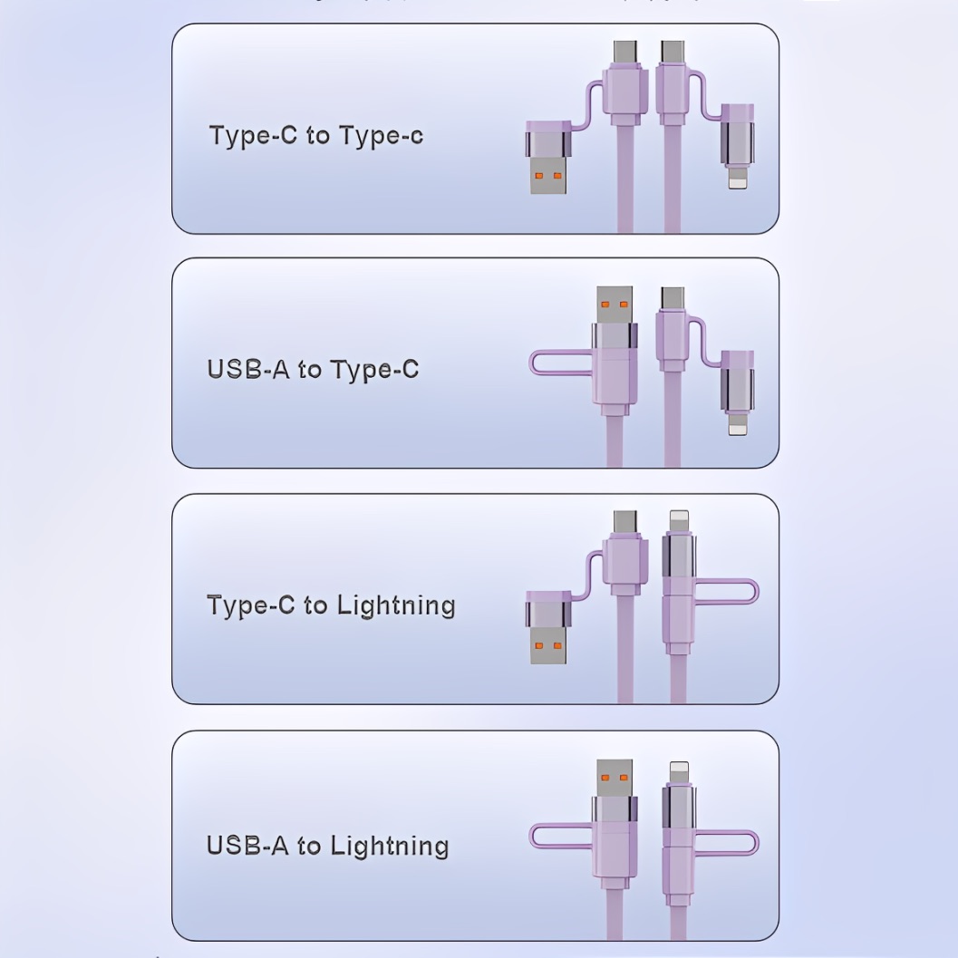 Customised 100W 4-in-1 Versa Retractable Cable With Logo Print Malaysia