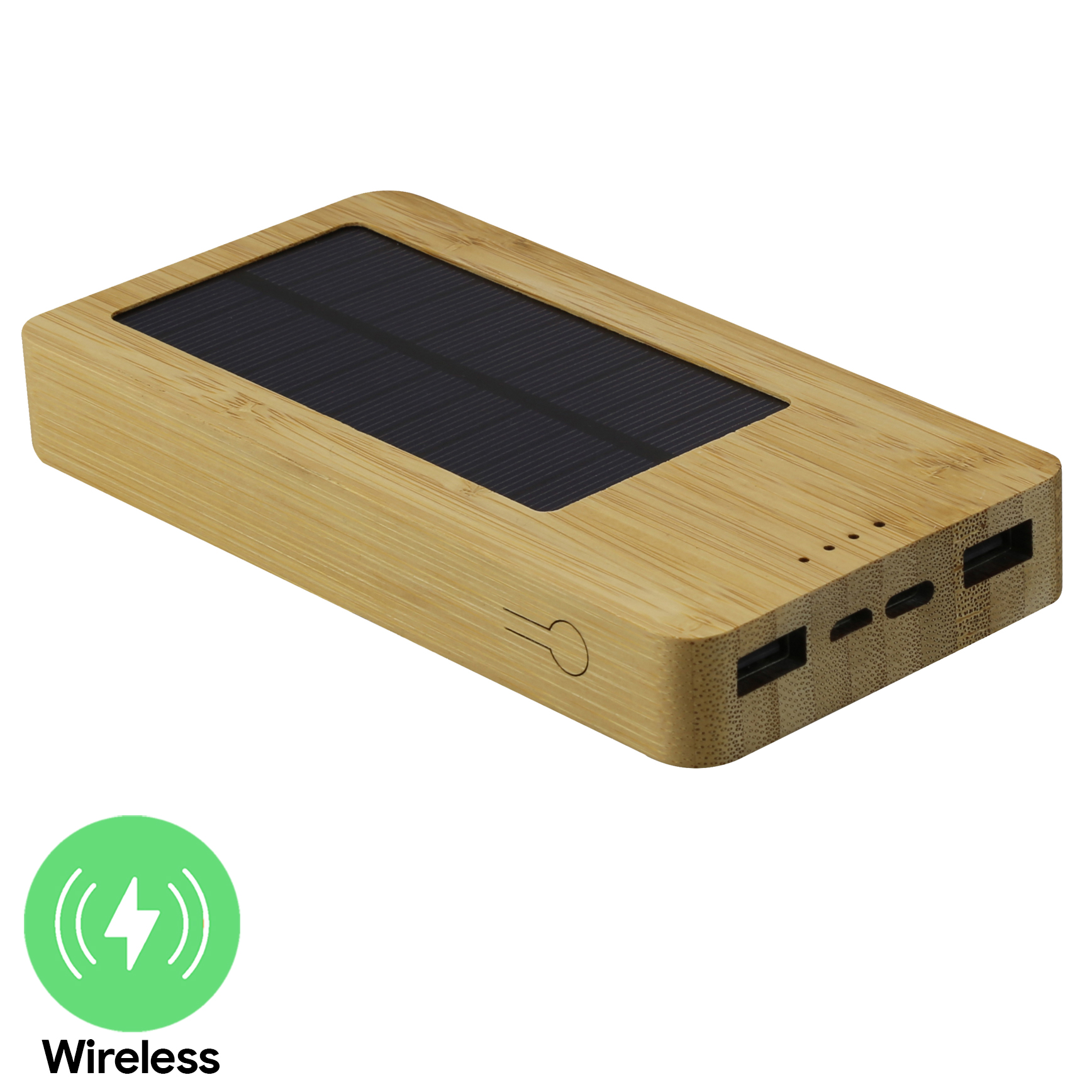 Customised 10,000 mAh Bamboo Solar Wireless Powerbank With Logo Print ...