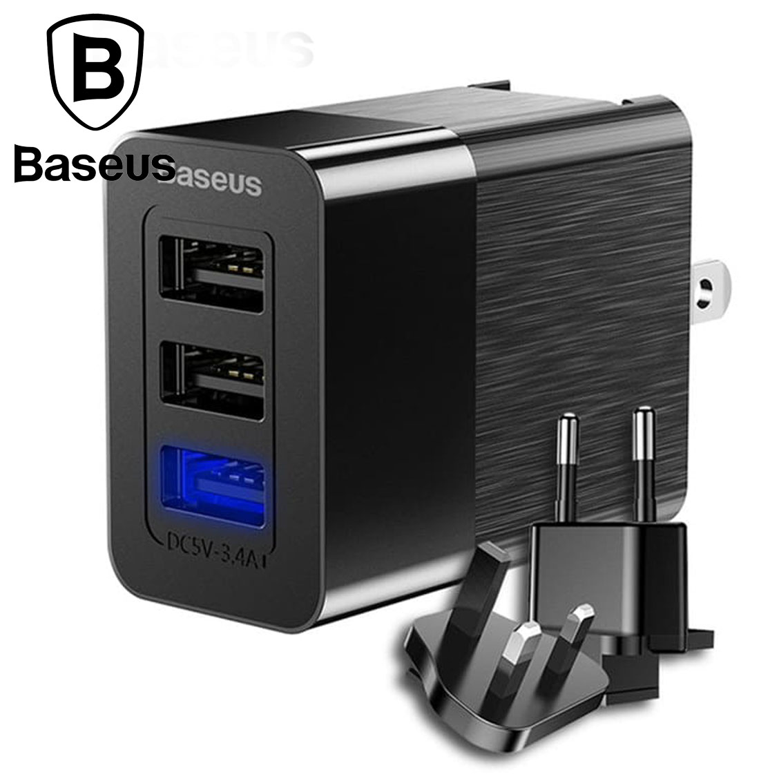 Customised Baseus 3 in 1 Duke Universal Travel Charge (3 USB Ports ...
