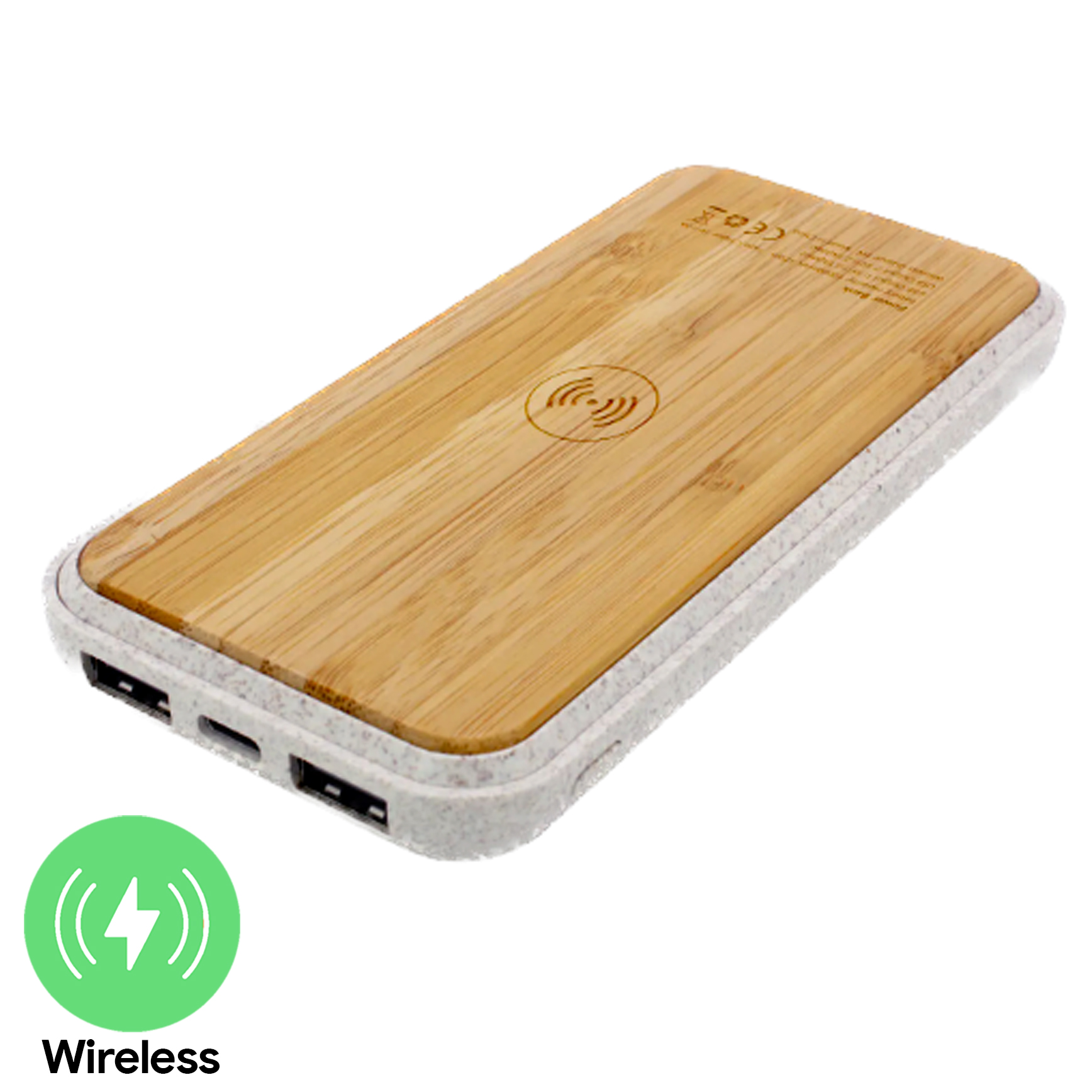 Customised 10,000 mAh Wireless Wheat Straw and Bamboo Powerbank With ...