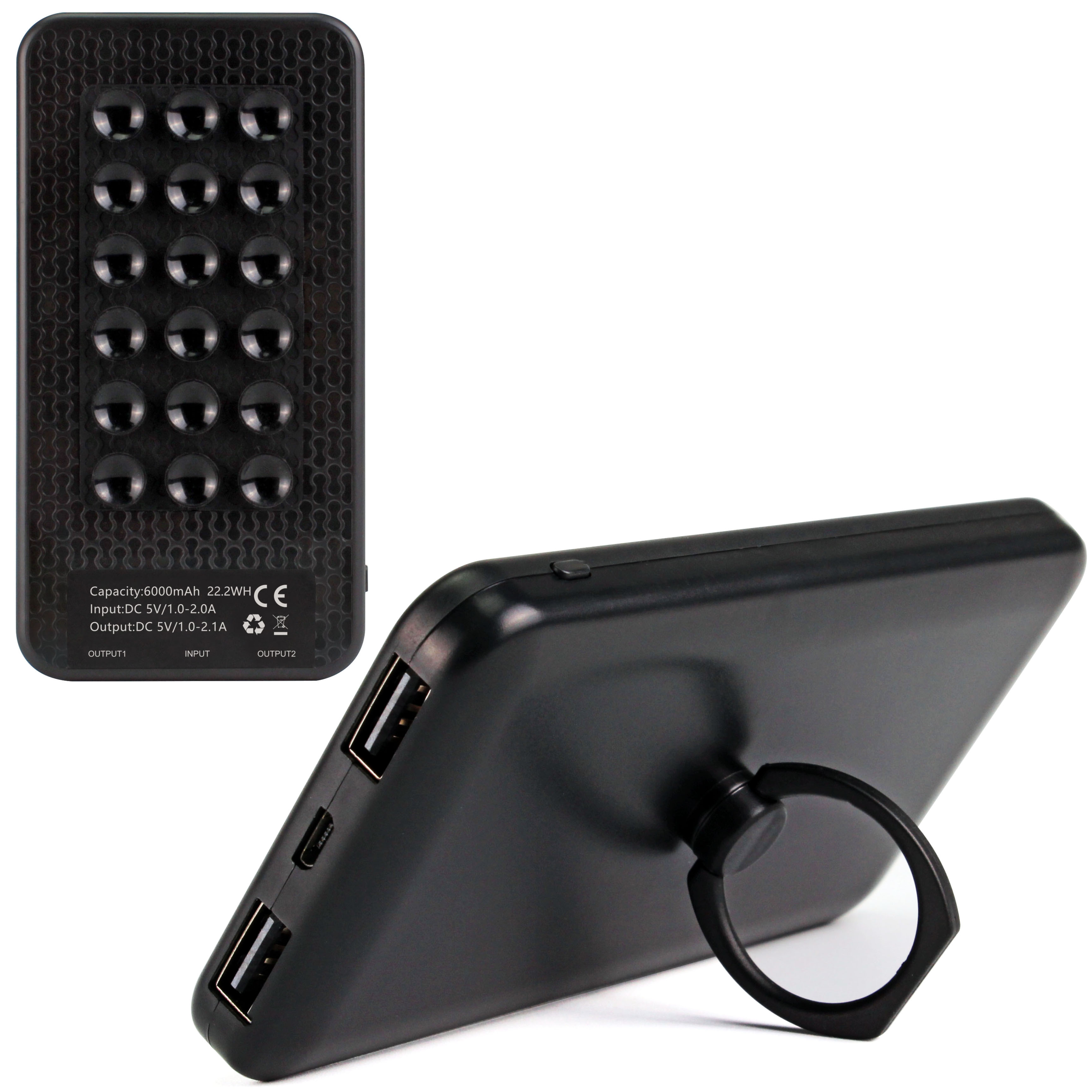 Customised 6000mah Anti-Slip Suction Powerbank with iRing Phone Stand ...